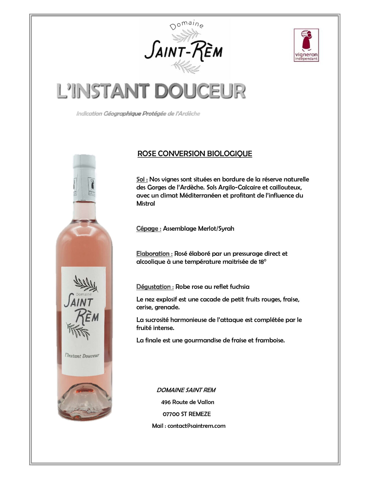 Les vins - Domaine Saint Rem